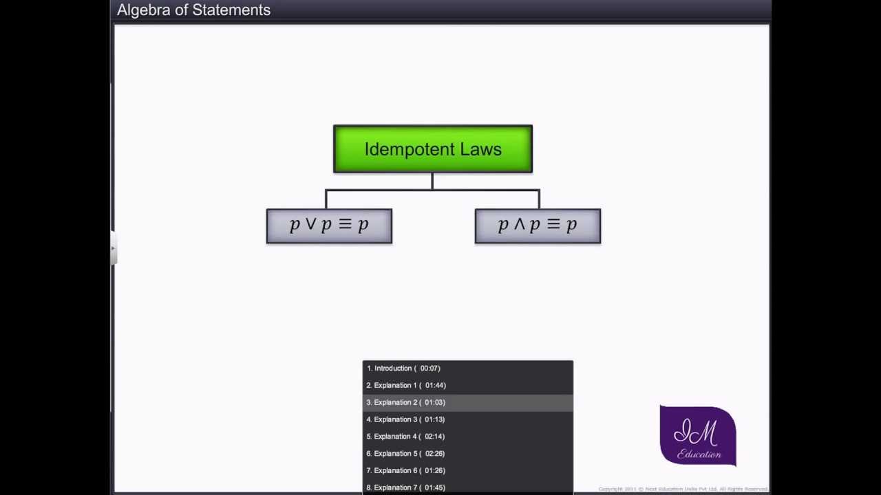 Algebra of Statements - Explanation [ HD ] - YouTube