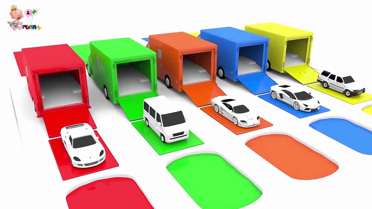Learn Colors for Children to Learn with Truck Transporter Toy Street ...