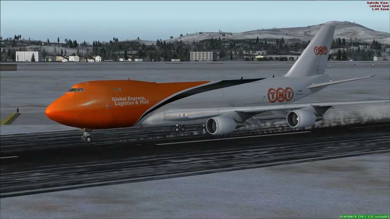 FSX: TNT Logistics Boeing 747-400 @ Zurich Kloten Airport - YouTube