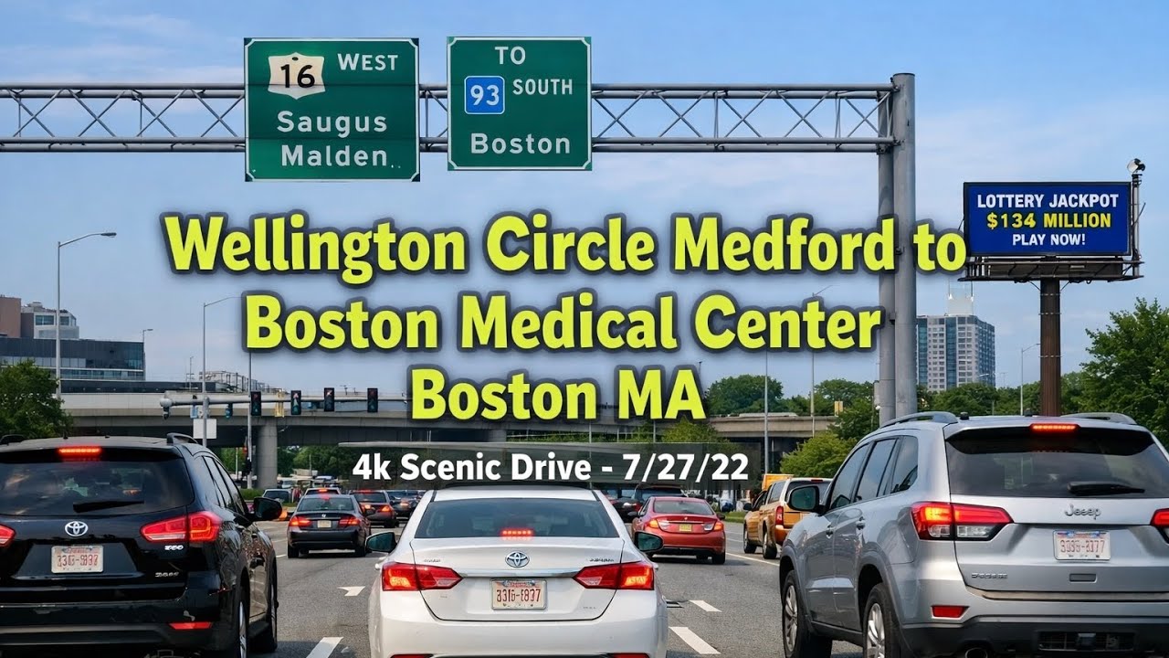 Wellington Circle Medford to Boston Medical Center Boston MA| 4K Scenic ...