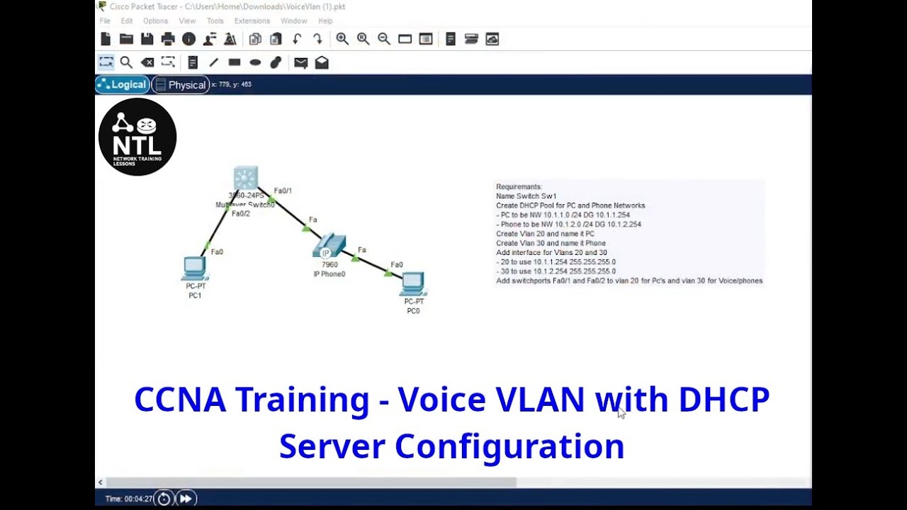 CCNA Voice VLAN & DHCP Configuration Lab | CiscoSwitch Setup in Packet ...