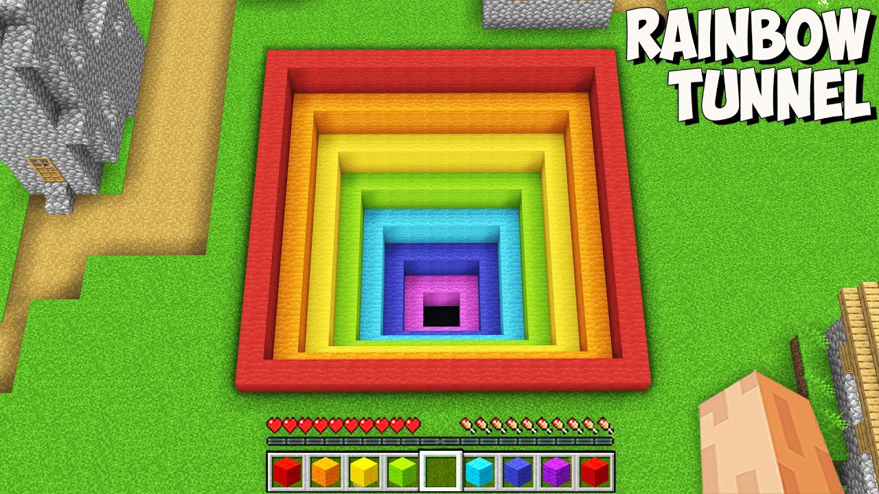 What is HIDDEN inside THE DEEPEST RAINBOW TUNNEL in Minecraft? This is ...