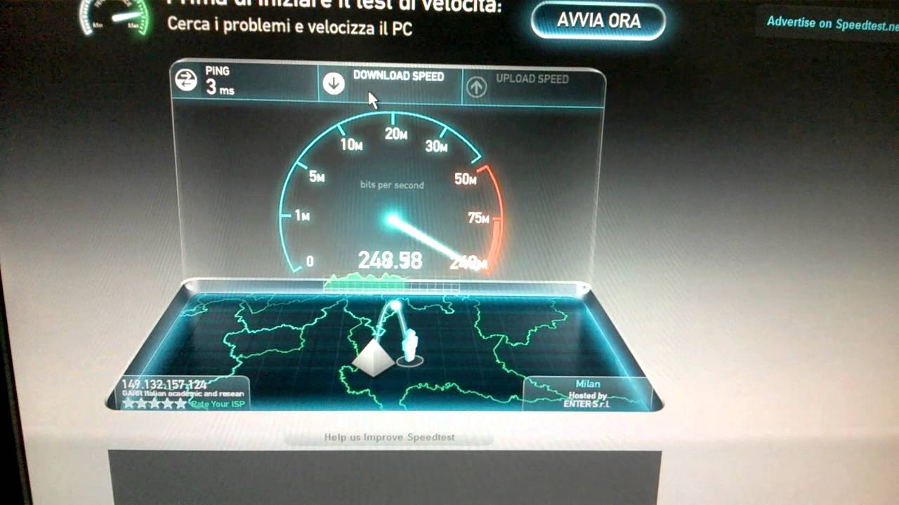 Speed Test 250 MBPS Università degli studi di Milano Bicocca (unimib ...
