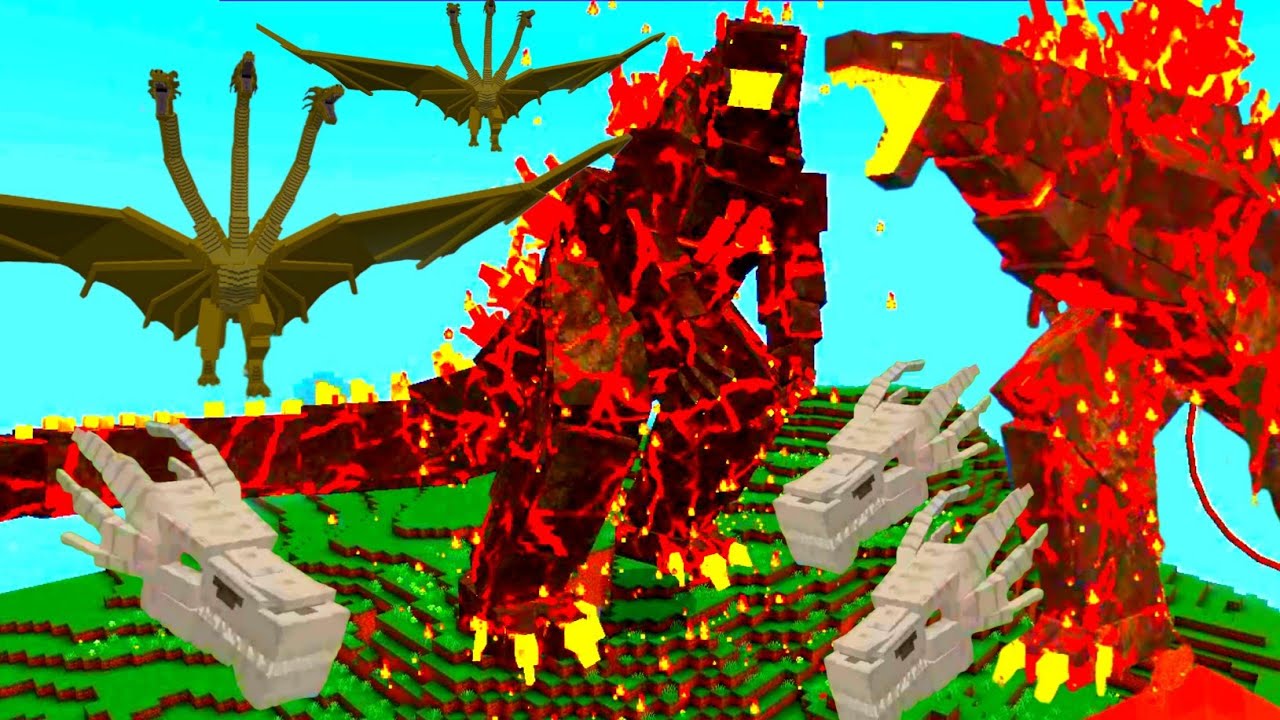 Minecraft Spawn MONSTER FIRE BURNING GODZILLA vs MONSTER ZERO || Best ...