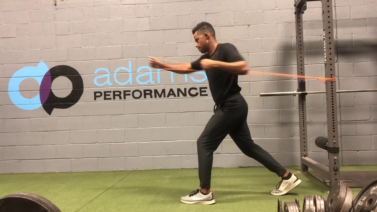 Split Stance Banded Rotational Single Arm Press - YouTube