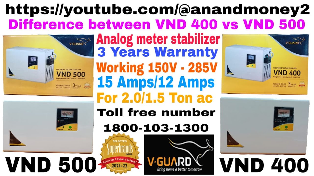 V-guard VND 500 vs VND 400 Stabilizer for ac (VND/Analog meter series ...