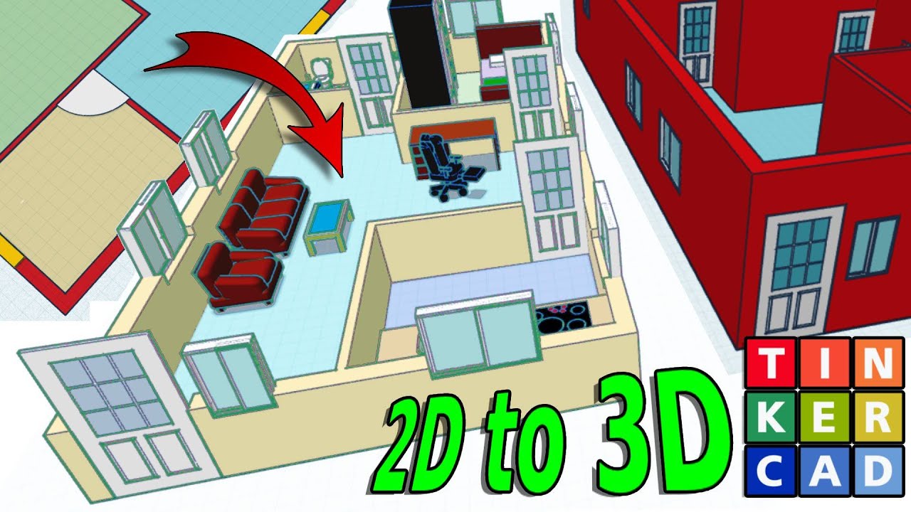 Turn your 2D Floor Plan into 3D using Tinkercad! Part 2 - Tinkercad Floor Plan - YouTube