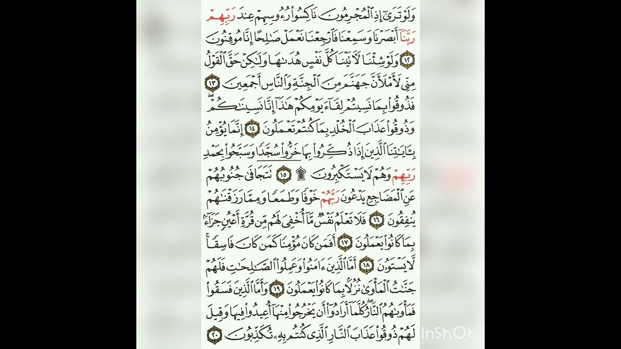 خواطر سورة السجدة من آية 13 الى 22 Youtube