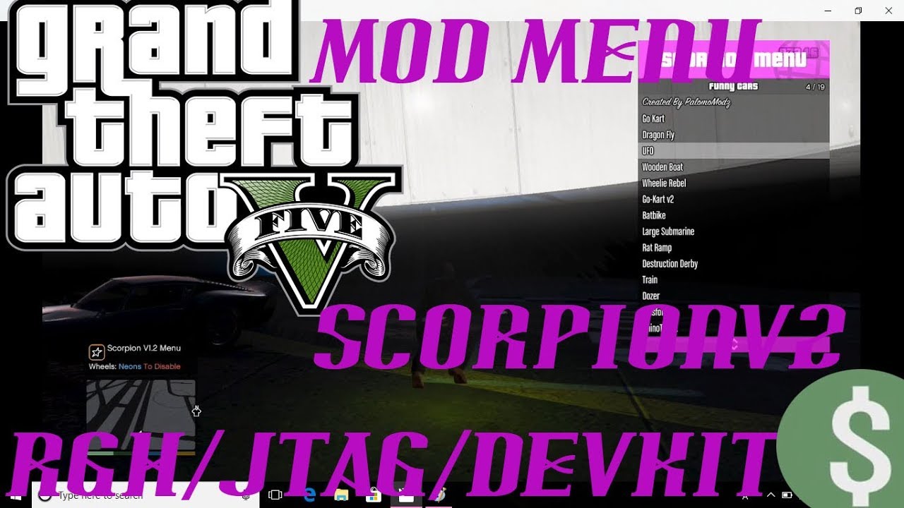 Grand Theft Auto V Mod Menu|Scorpion Menu|RGH/Jtag+Download - YouTube