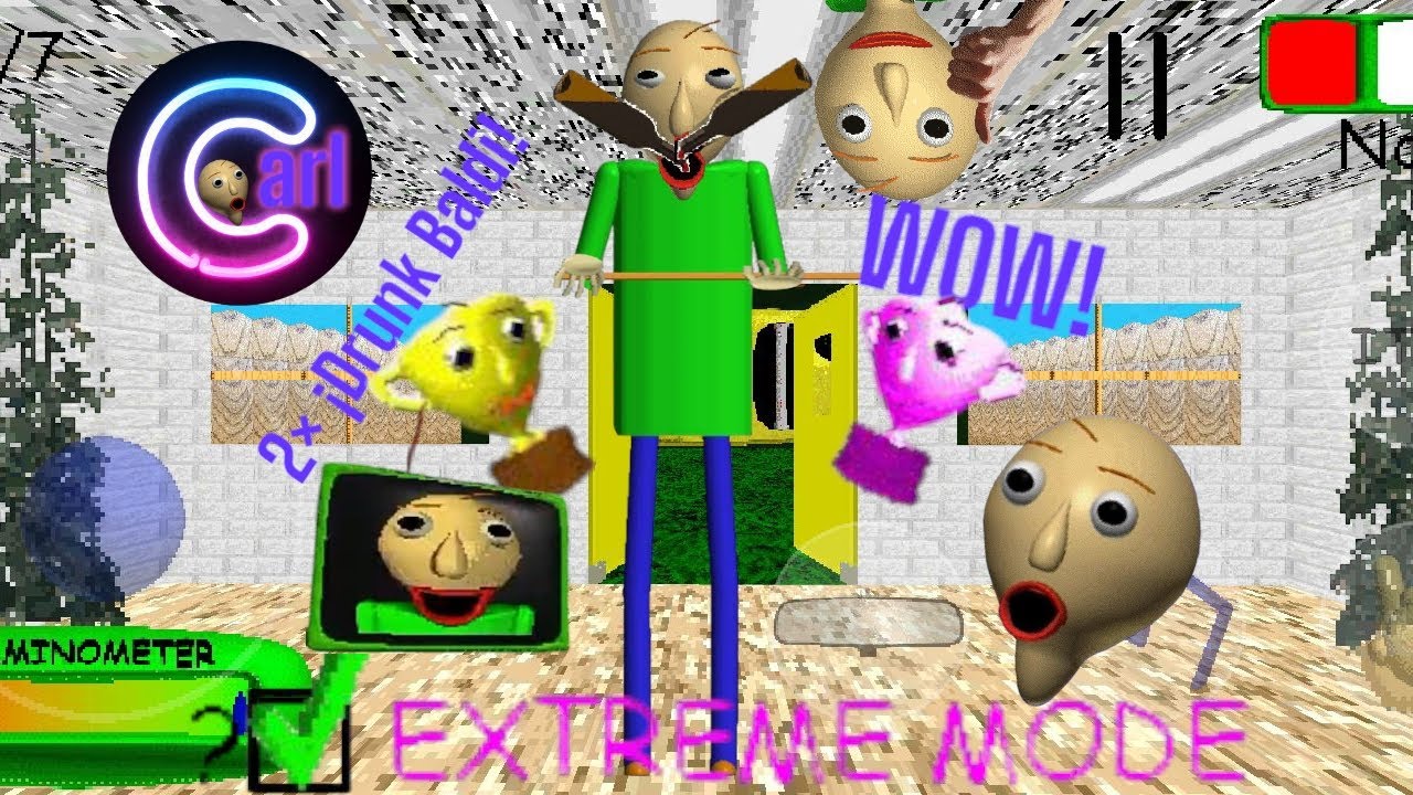 baldi pero con ¡drunk mode y con extreme mode! - YouTube