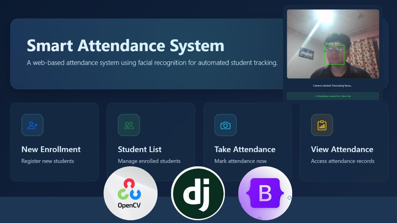 Real-Time Face-Based Attendance System Using OpenCV & Django - YouTube
