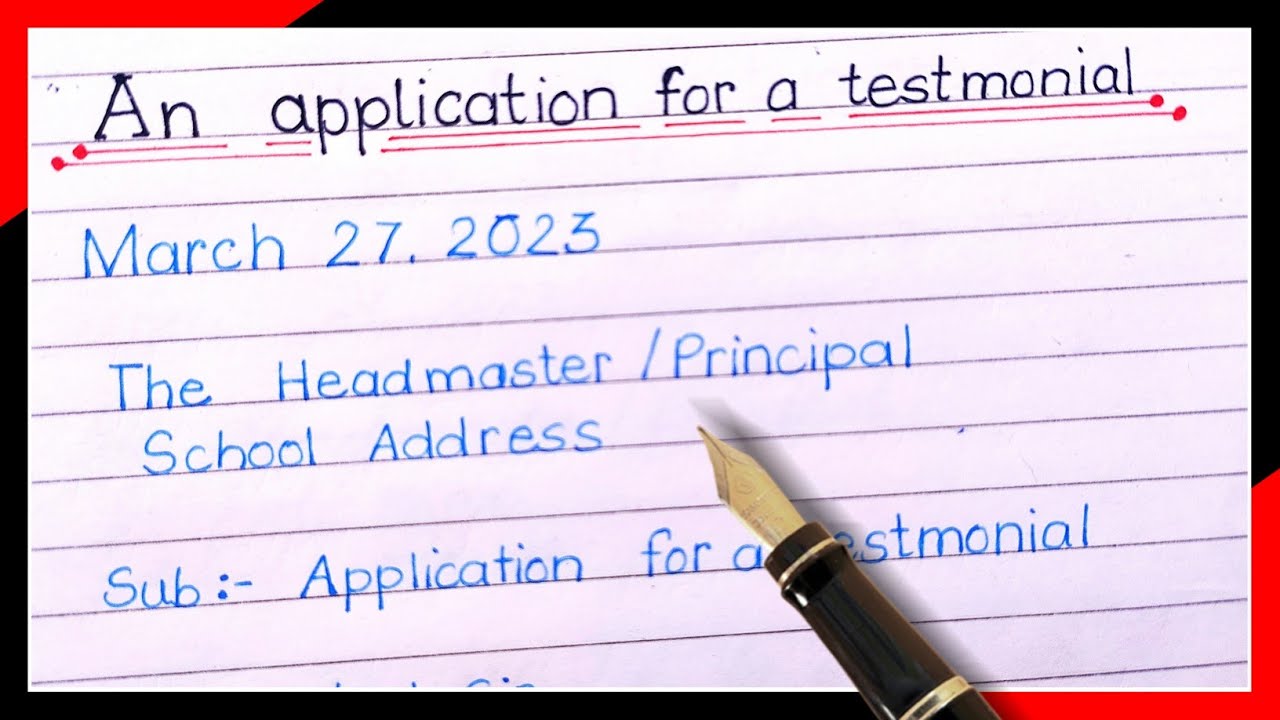 Write an application for a testimonial | English application for a ...