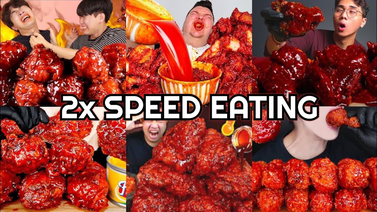 Super Spicy Fried Chicken Mukbang | ASMR 2x Speed Eating Show - YouTube