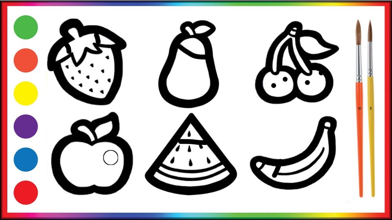 fruits drawing, painting and coloring for kids and toddlers, how to ...