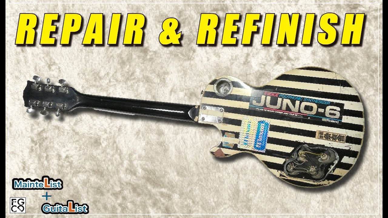 古く荒れてしまった塗装の日本製Les Paul typeビンテージギターを修復し綺麗にました/ エルマヤ #guitars #elmaya # ...