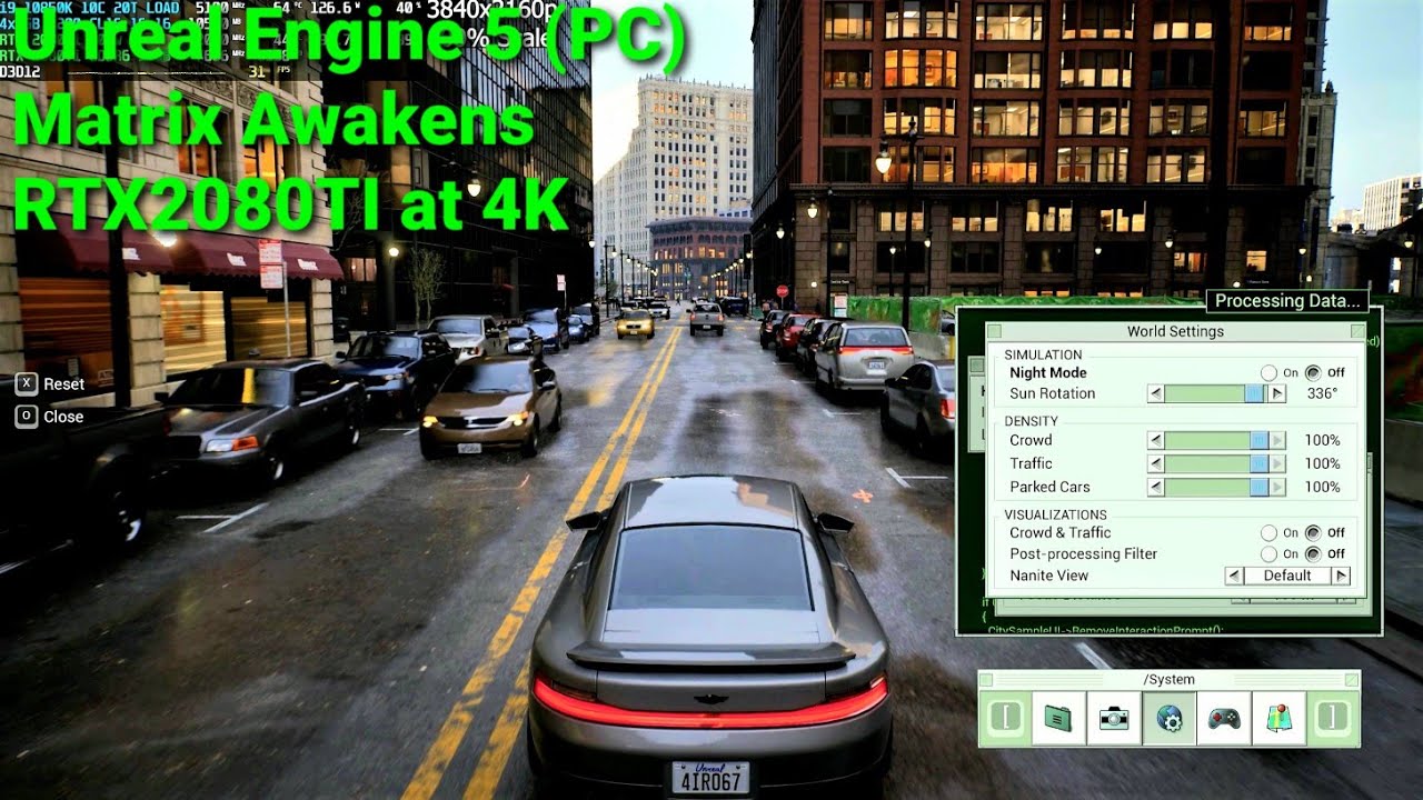 [4K] The Matrix Awakens RTX2080Ti Stats Native 4K in UE5 City Sample ...