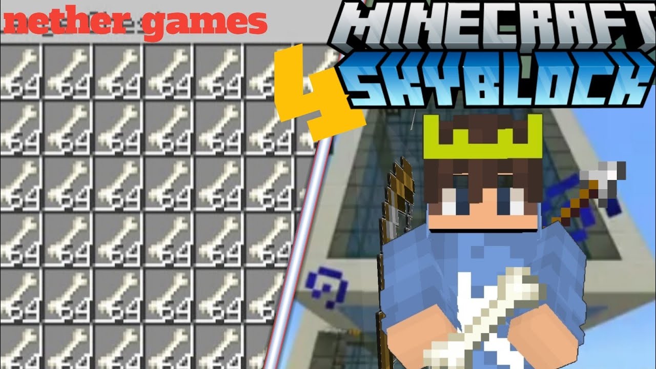 skyblock part 4 making a skeleton farm in nether games skyblock - YouTube