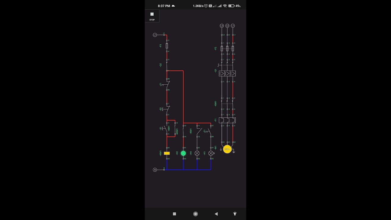 محاكاه دائرة تشغيل محرك حثى ثلاثى الأوجة من مكان واحد Power and Control ...