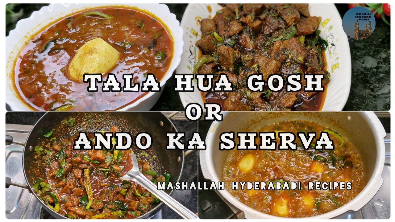 Tala Hua Gosh Or Ando Ka Sherva | Hyderabadi Lunch Combo Recipe | Tala ...