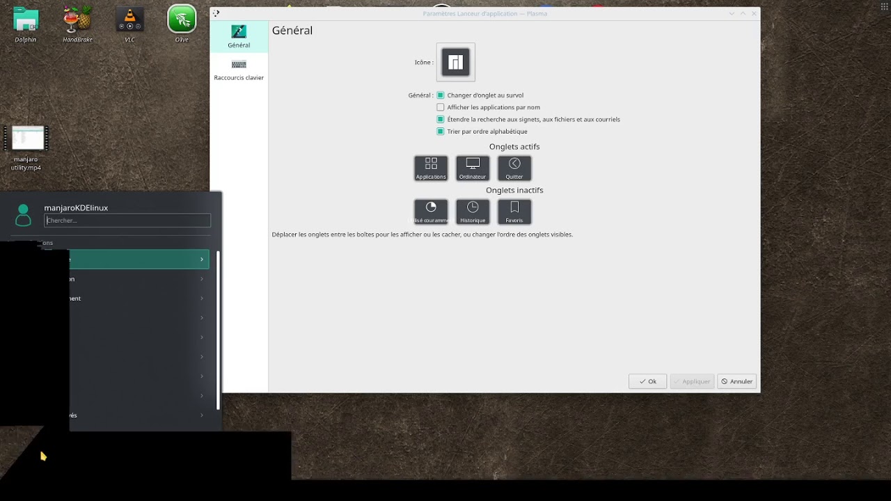 Manjaro KDE Linux/ éditer le menu démarrer/ FR - YouTube