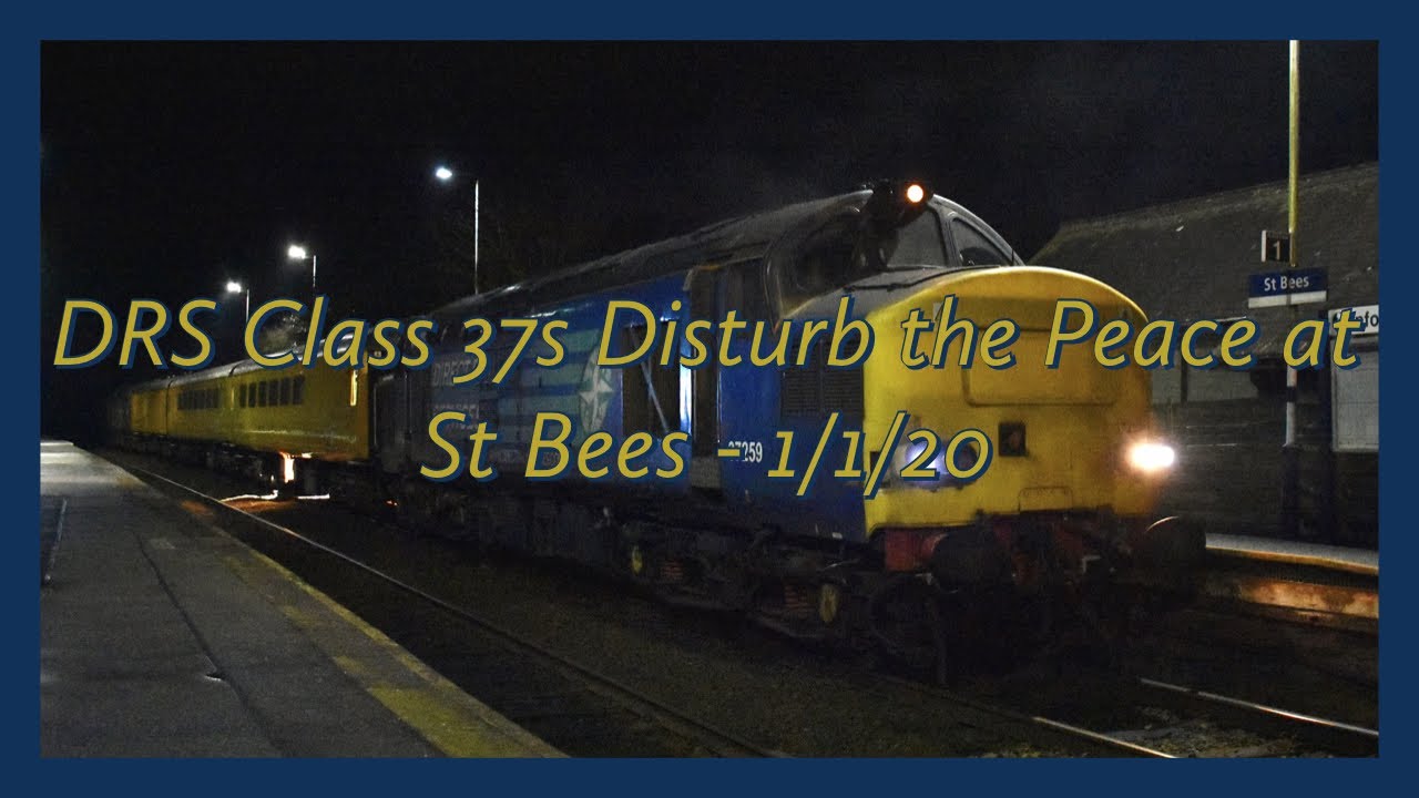 Class 37s 37259 & 37059 disturb the peace at St Bees on a Network Rail ...