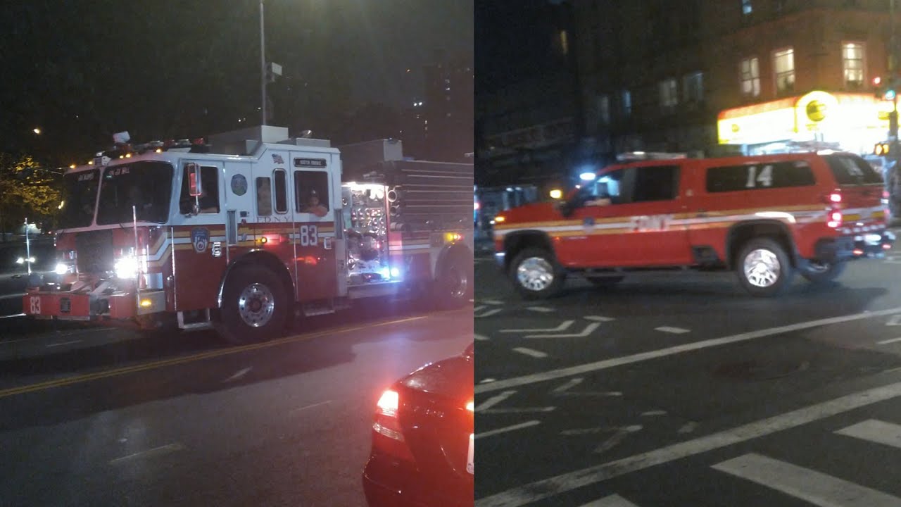 FDNY Engine 83 and New Battalion 14 taking up from a stove fire on ...