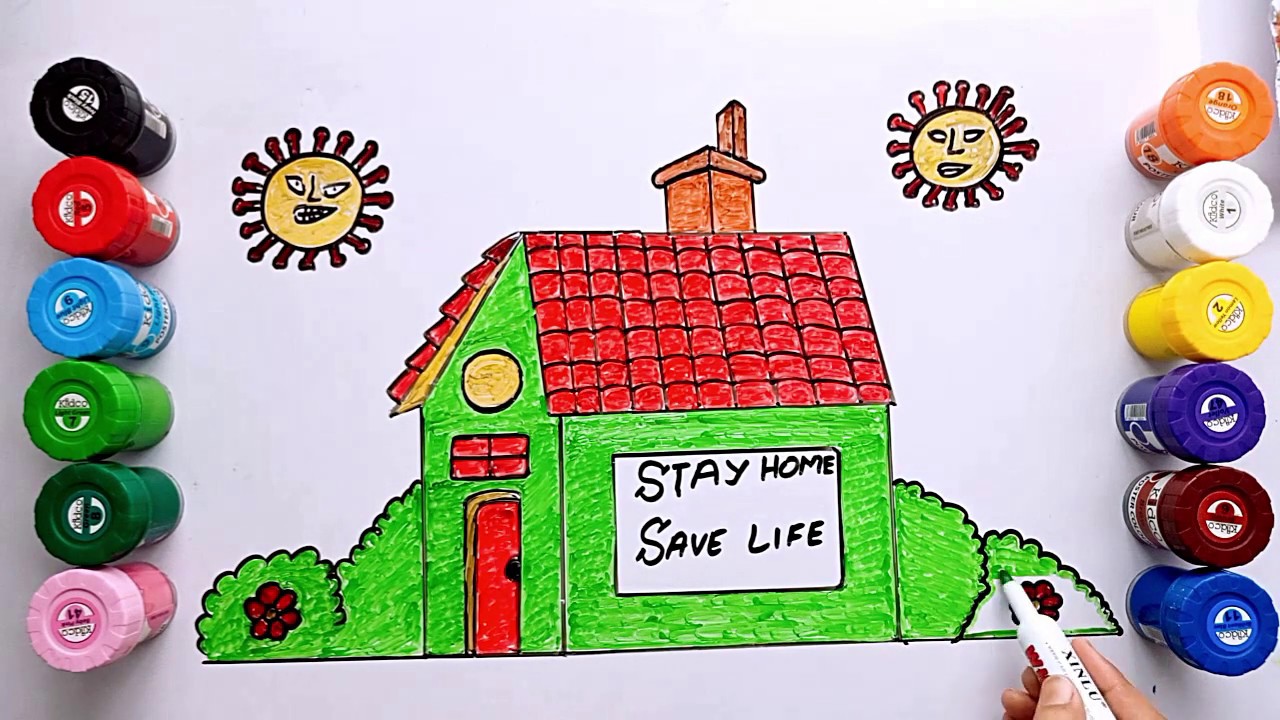 Drawing of Coronavirus |Stay Home Stay Safe Drawing |Easy Step by Step ...