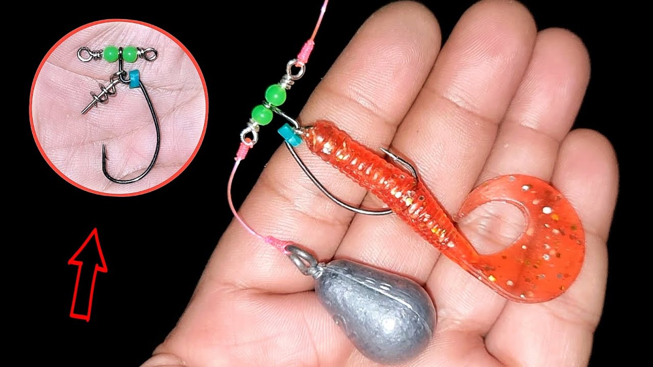 Do-It-Yourself ‼️ Perfect Tackle Installation Worm Hook on Softlure ...