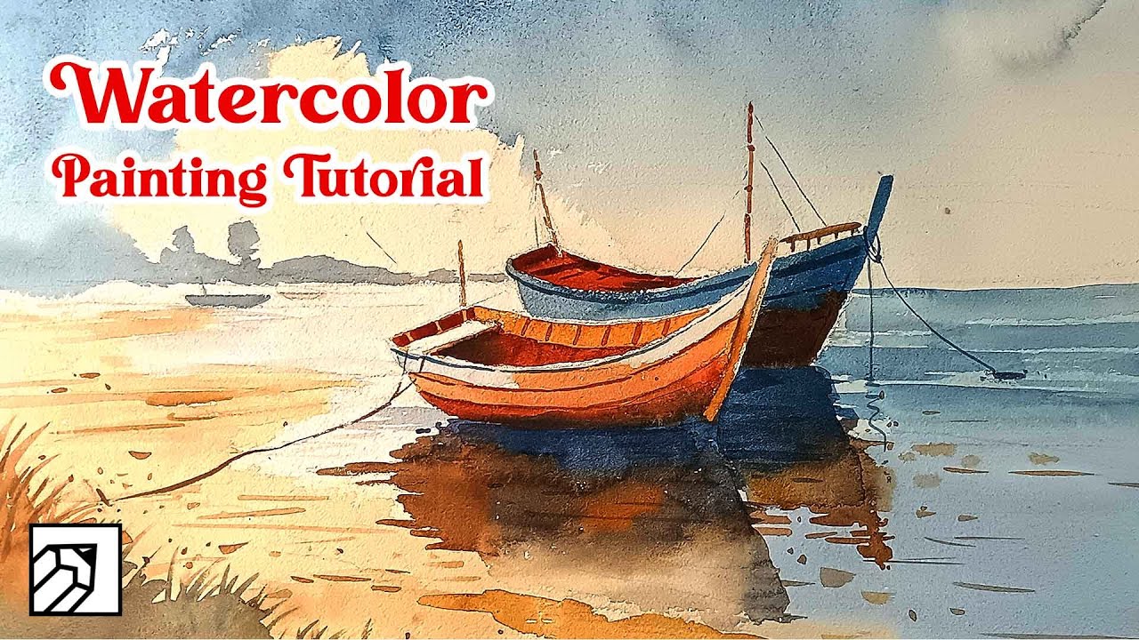 Sea Sunset Relaxing Watercolor Painting Tutorial - YouTube