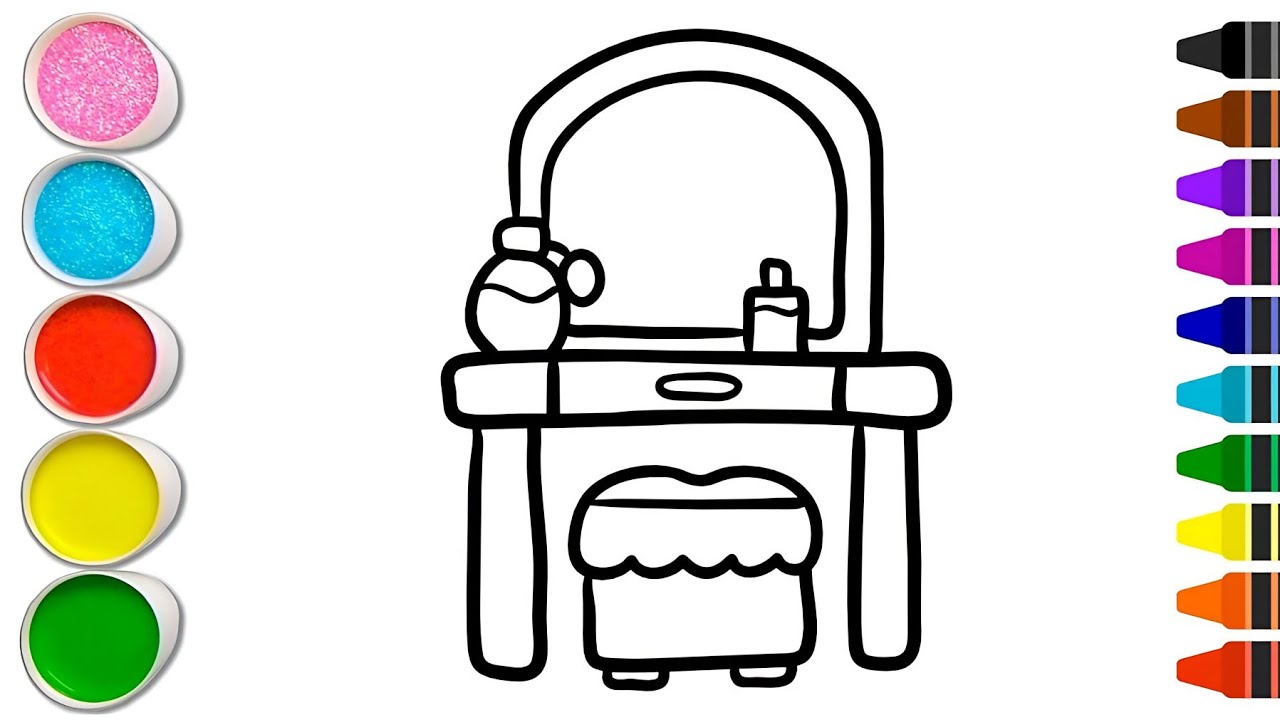 Dressing Table Drawing 🪞 Drawing and Coloring for Kids and Toddlers ...