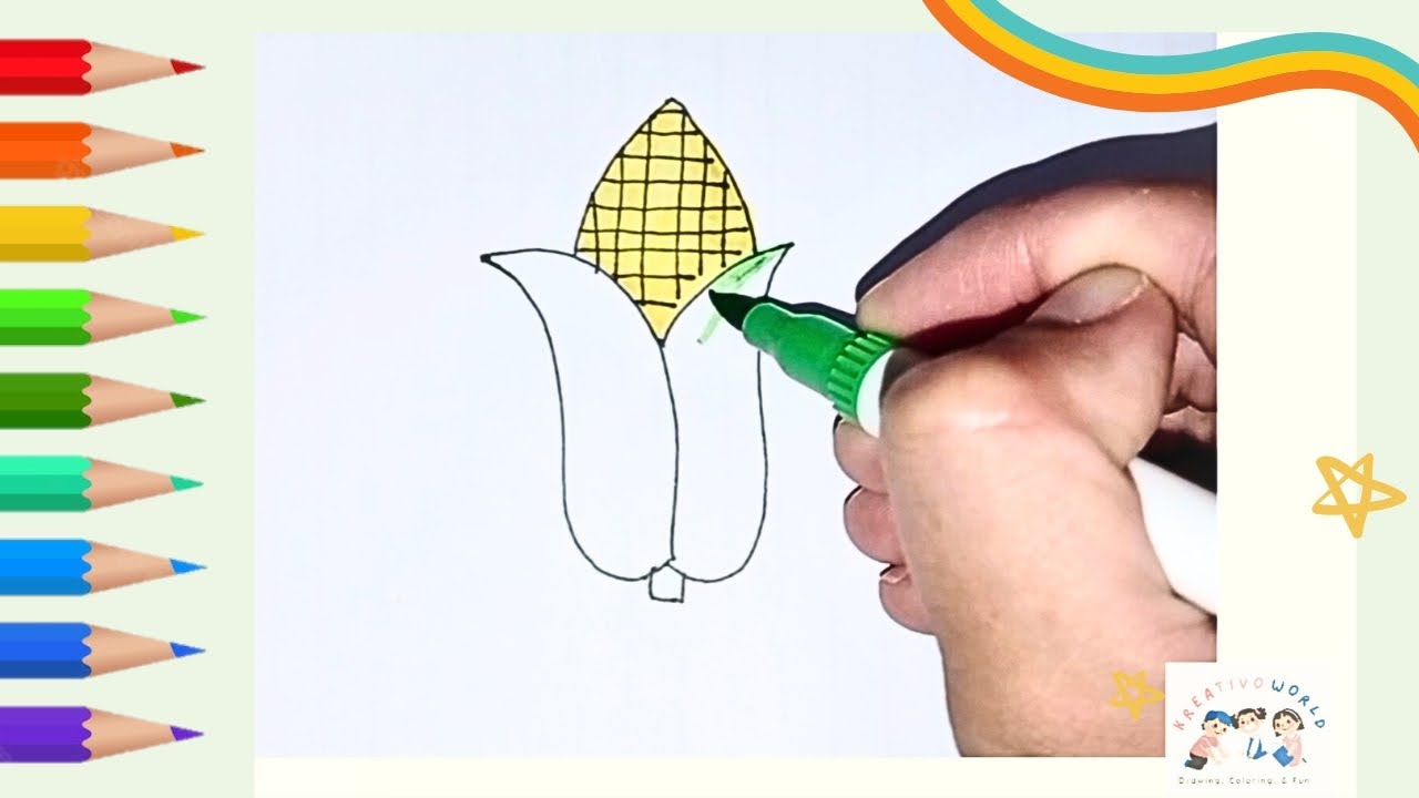 How to draw corn | Drawing and Coloring for kids - YouTube