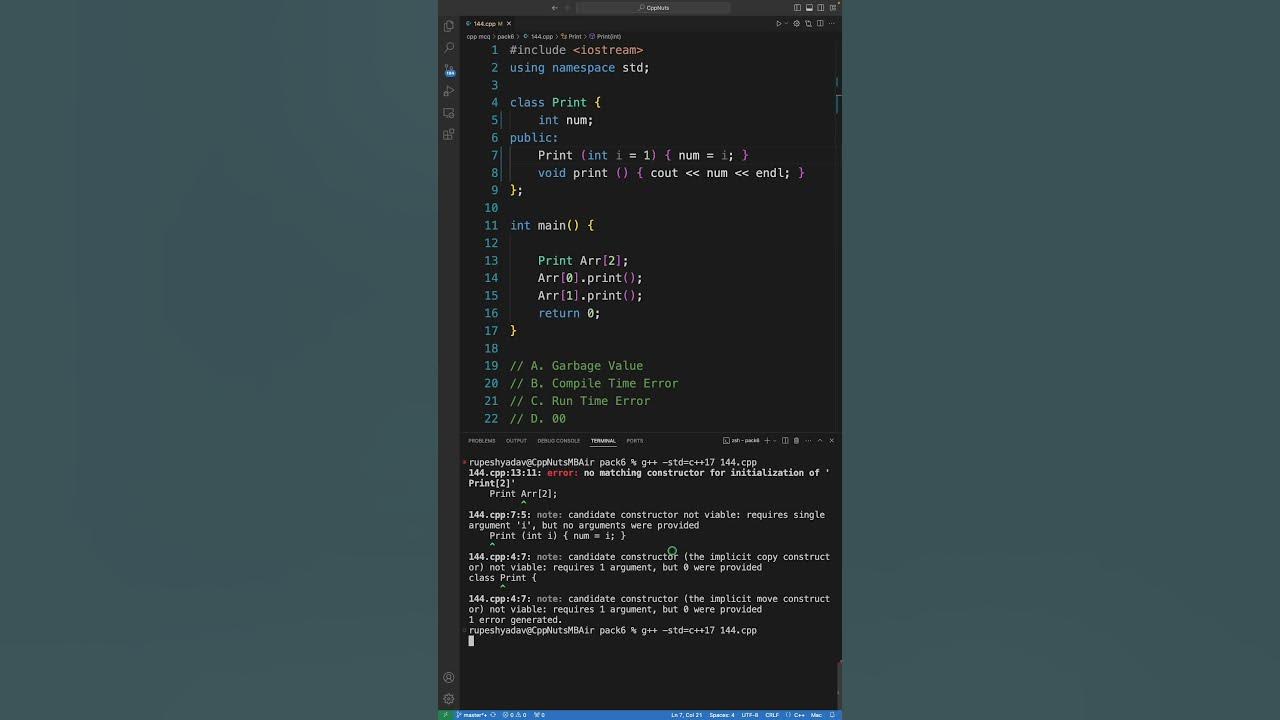 Mcq On Array Of Objects In C Cppprogramming Objectorientedprogramming Youtube 