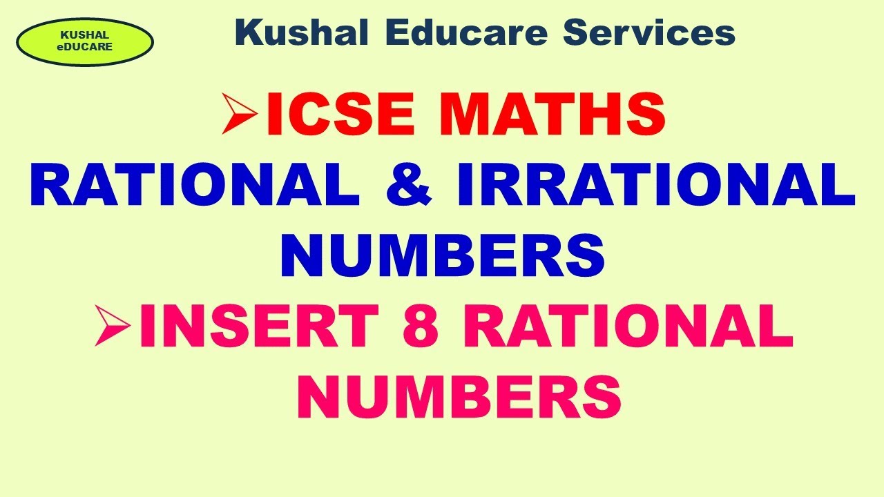 ICSE Class 9 Maths Chapter 1 Rational and Irrational Numbers Exercise 1 ...