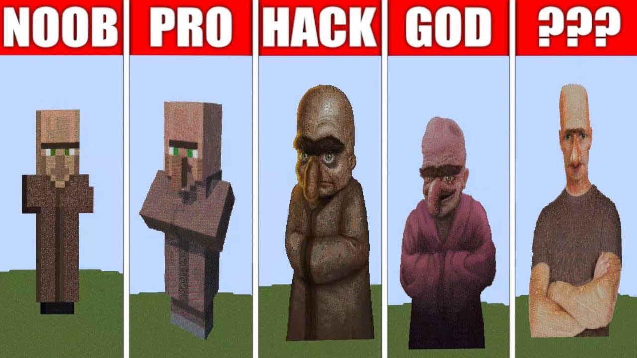 Pixel Art (NOOB vs PRO vs HACKER vs GOD) Villager in minecraft - YouTube