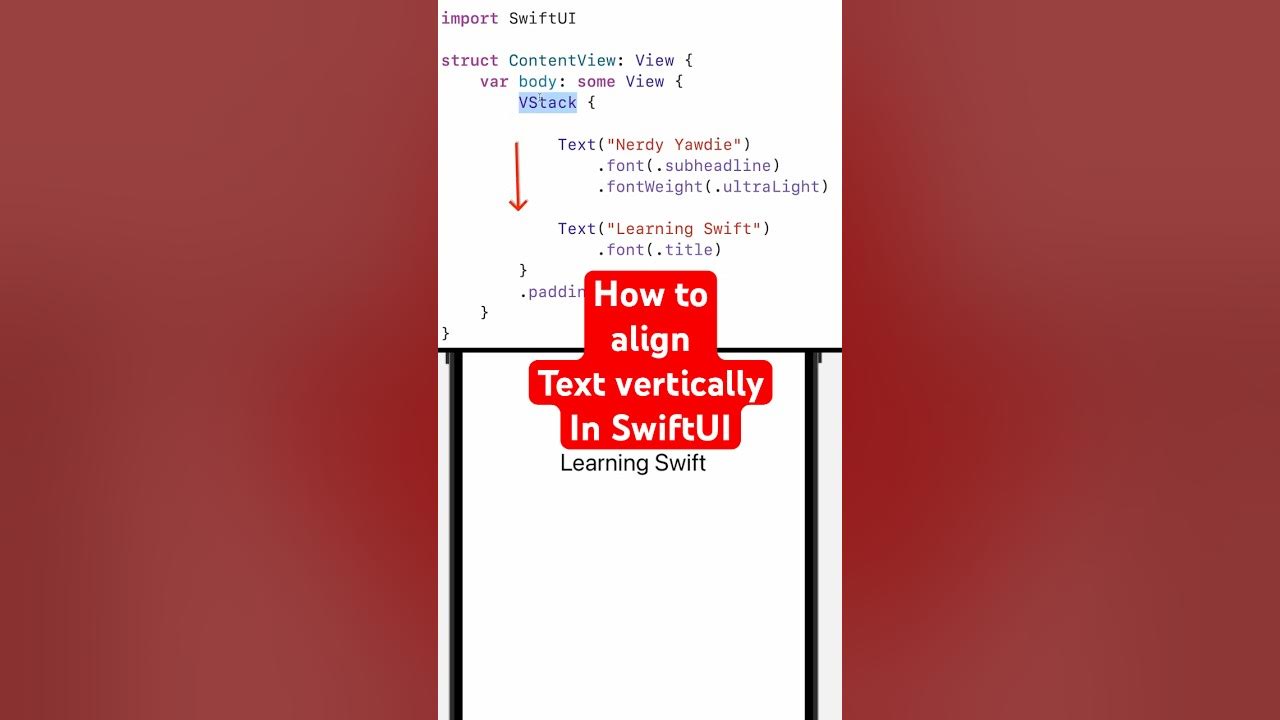 Vstack With Text Swiftui Swiftui Coding Learnswiftui Xcode Swift Programming Youtube