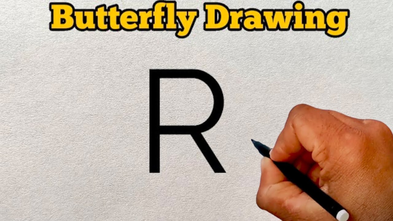 Butterfly drawing from letter R || Letter drawing || Easy Butterfly ...