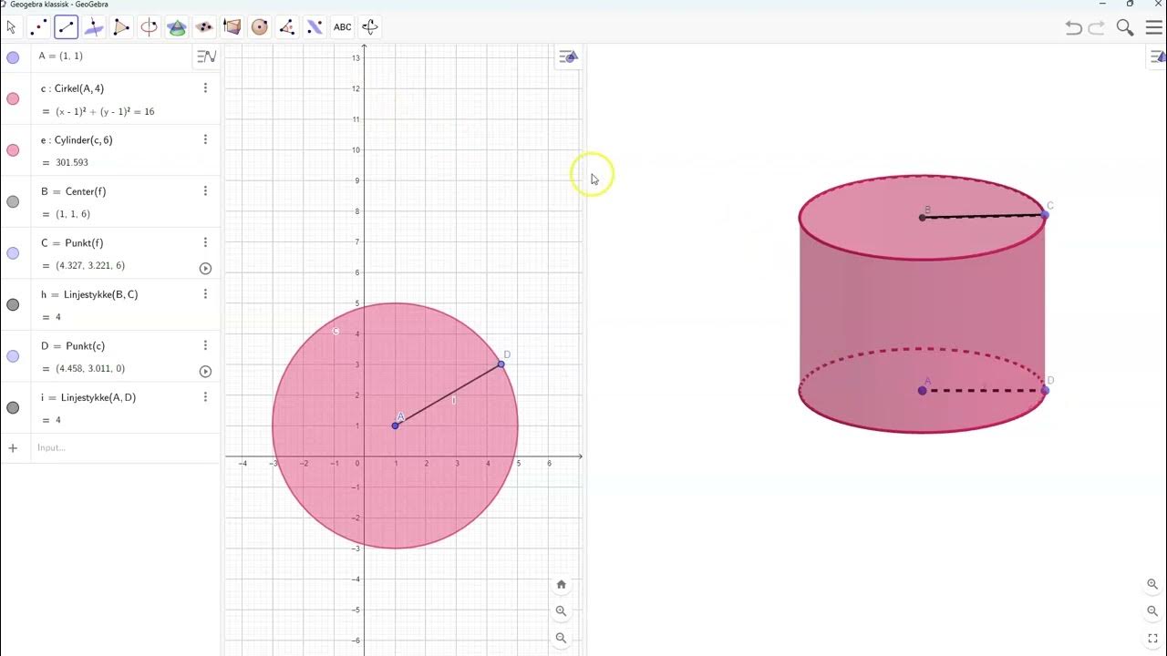 Tegn cylinder i 3D i GeoGebra - YouTube