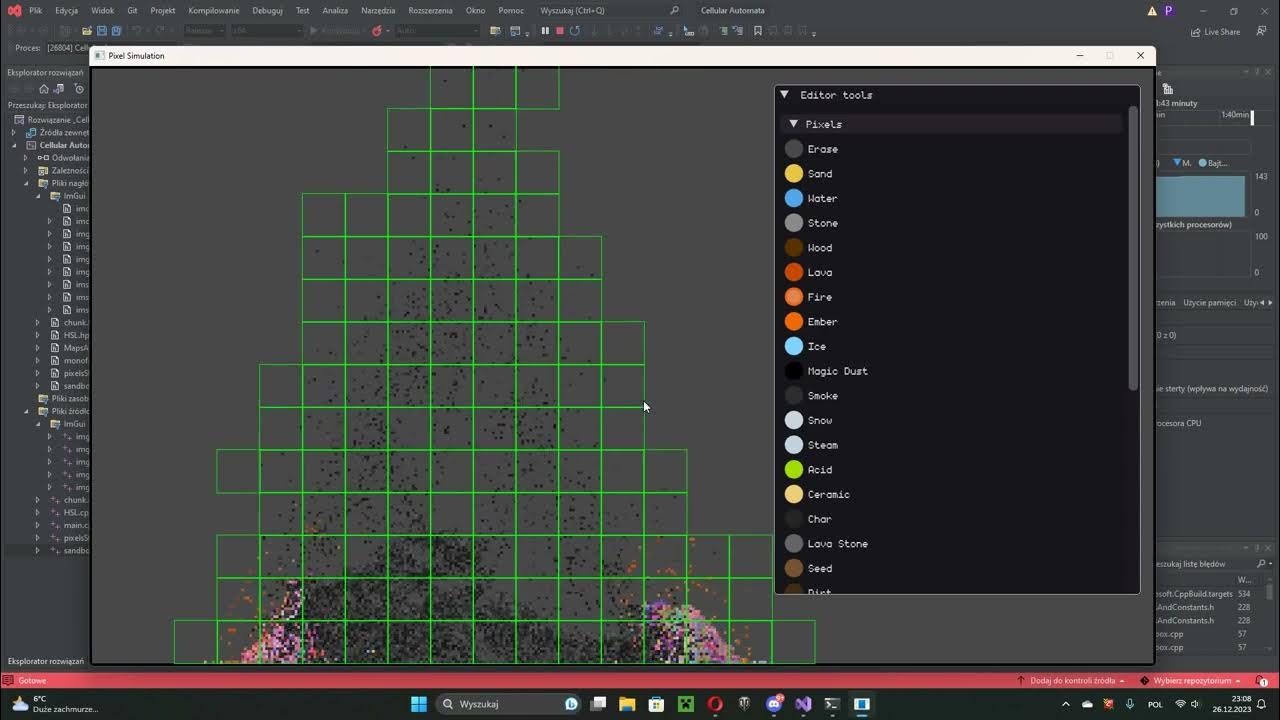 Falling Sand Simulation - Chunks, Changing colors, Autumn leaves - YouTube