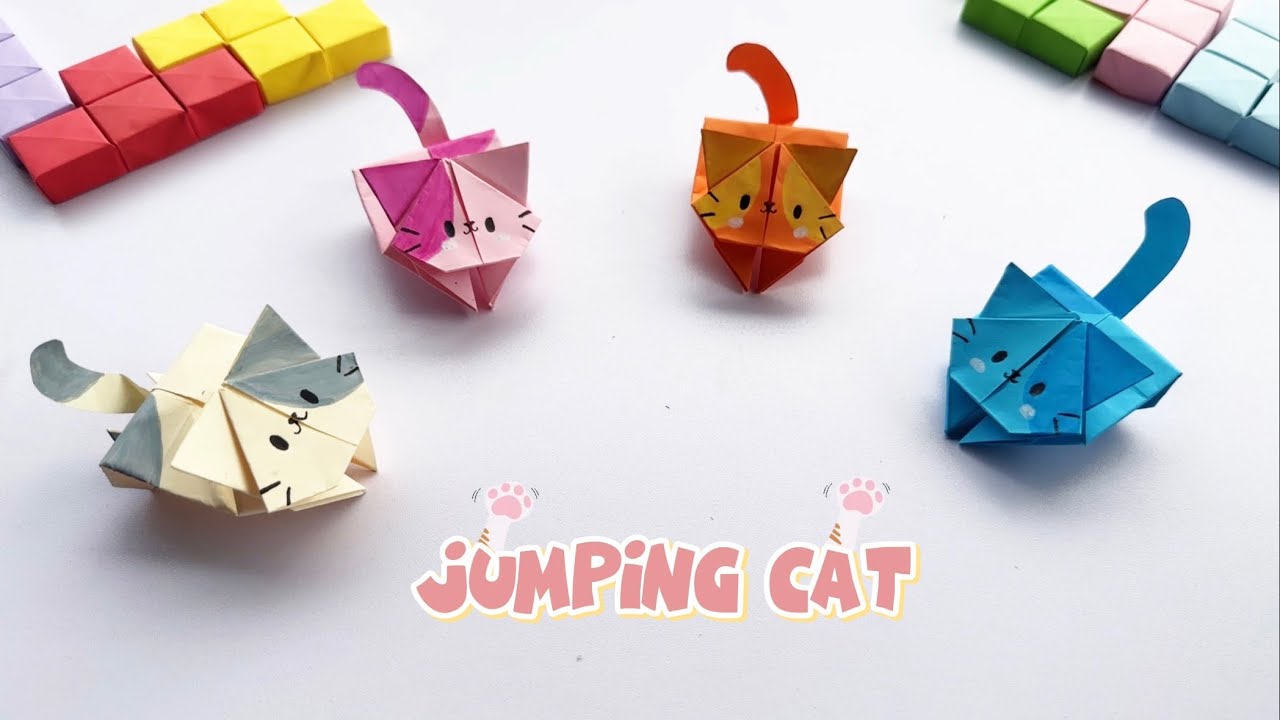 How to make Jumping Cat/ Origami Jumping Paper Cat/ Origami Toy/ Diy ...