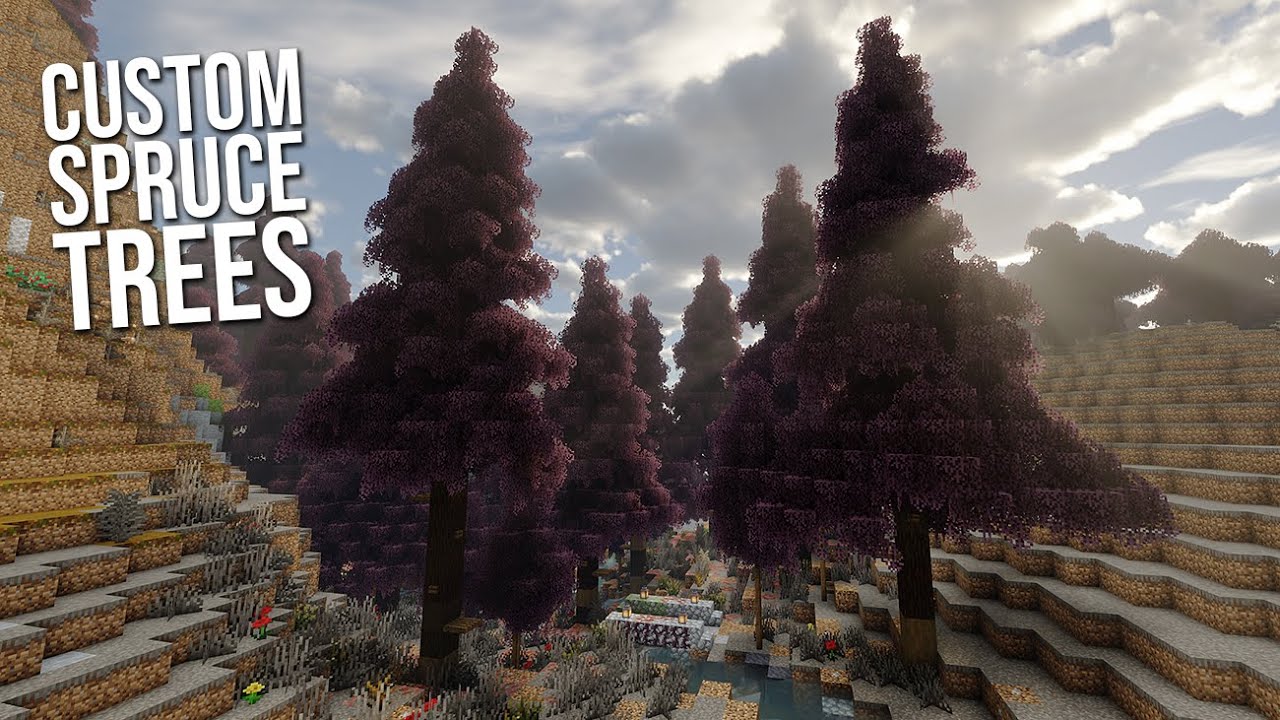 How to build Realistic Spruce Trees in Minecraft 1.21.5 - YouTube