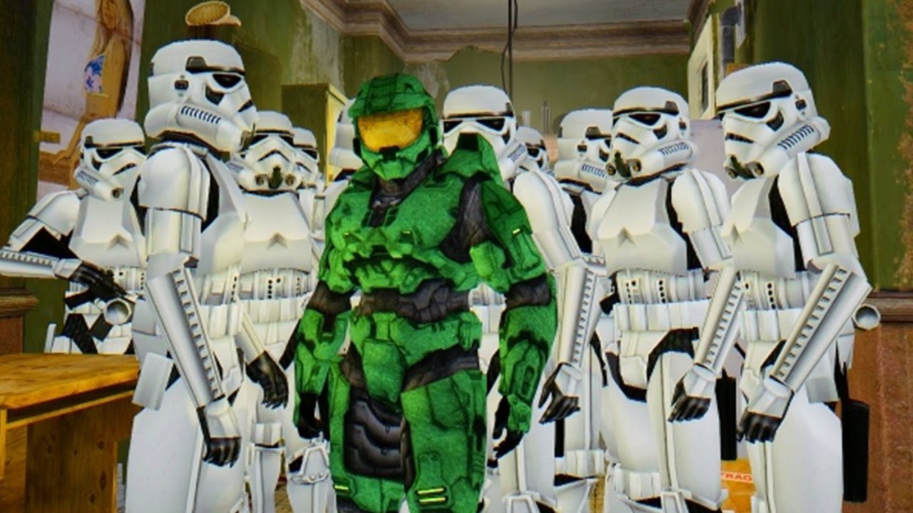 Halo Master Chief vs Stormtrooper Army - Epic Battle - YouTube