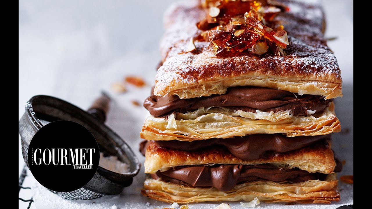 Chocolate and almond millefeuille | Gourmet Traveller - YouTube