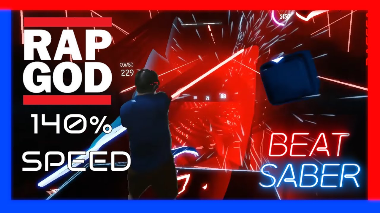 140% speed Eminem - Rap God done faster! Beat Saber Darth Maul staff ...