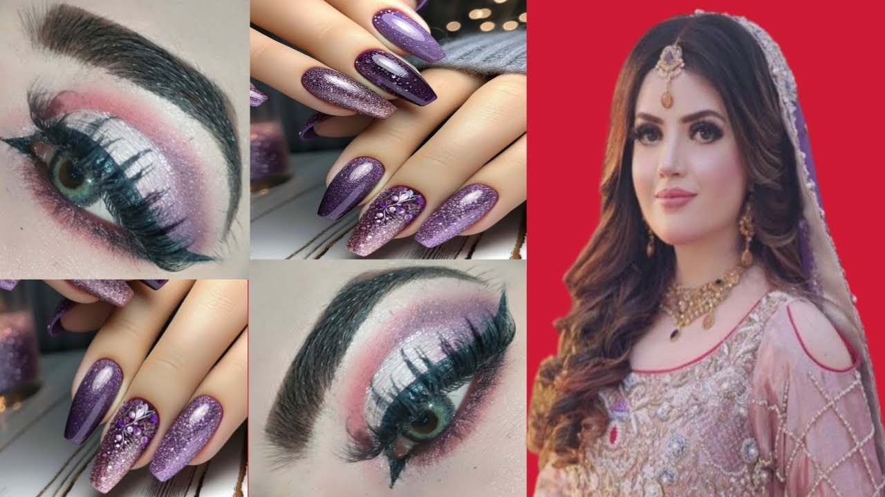 cut crease eye makeup tutorial/silver glitter eyes makeup /plum eye ...