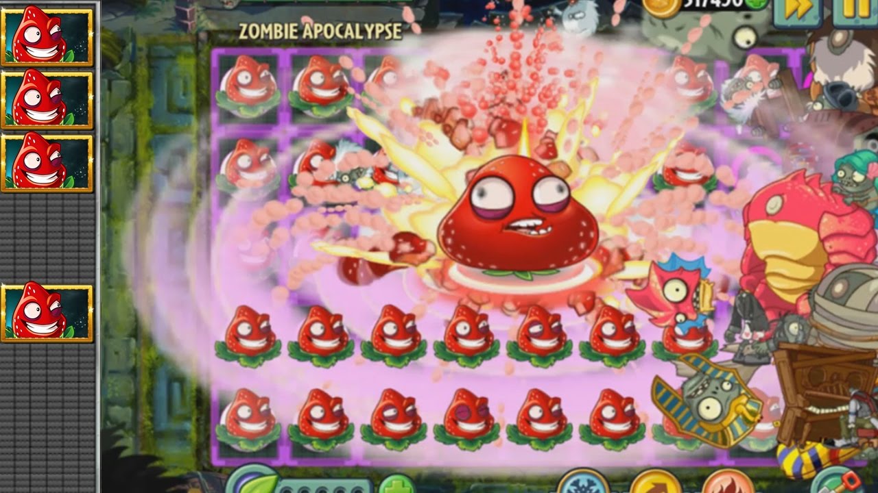 Plants vs Zombies 2 Hack - Strawburst vs all Gargantuar - YouTube