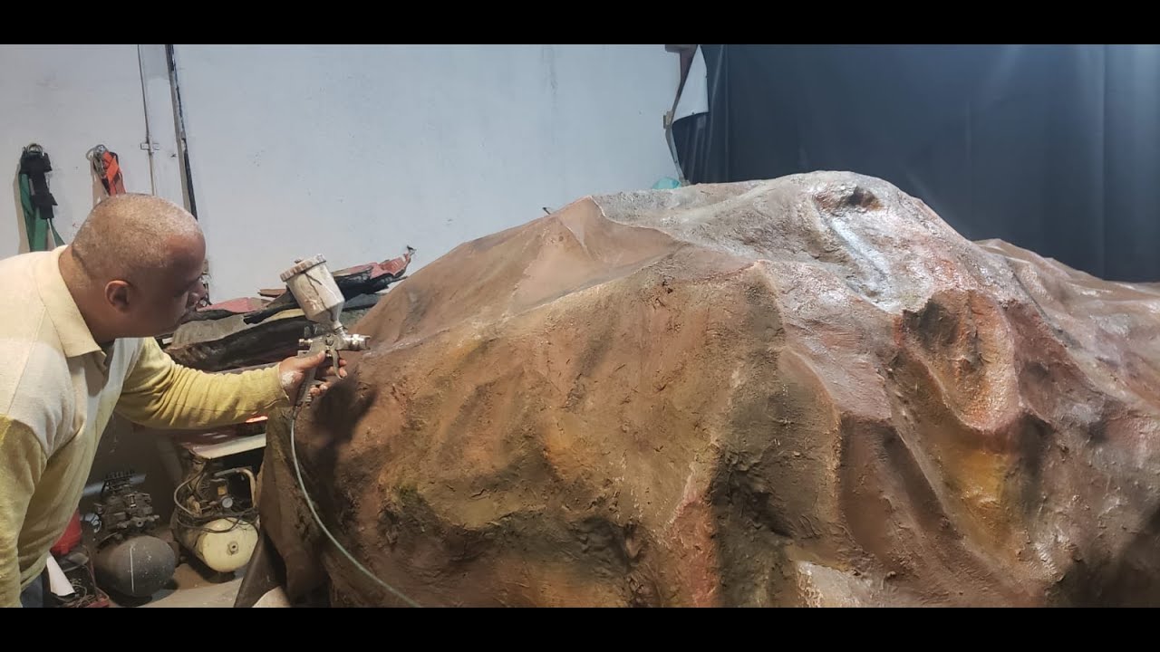 PINTANDO PEDRA ARTIFICIAL - ROCHA DE CACHOEIRA - LAGO ORNAMENTAL - YouTube