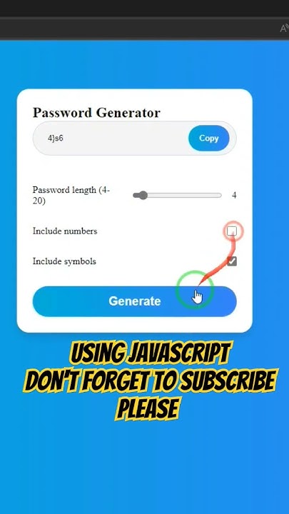 Password Generator Using Javascript Javascript Full Video Youtu Be G9t9k6qs5tw Youtube