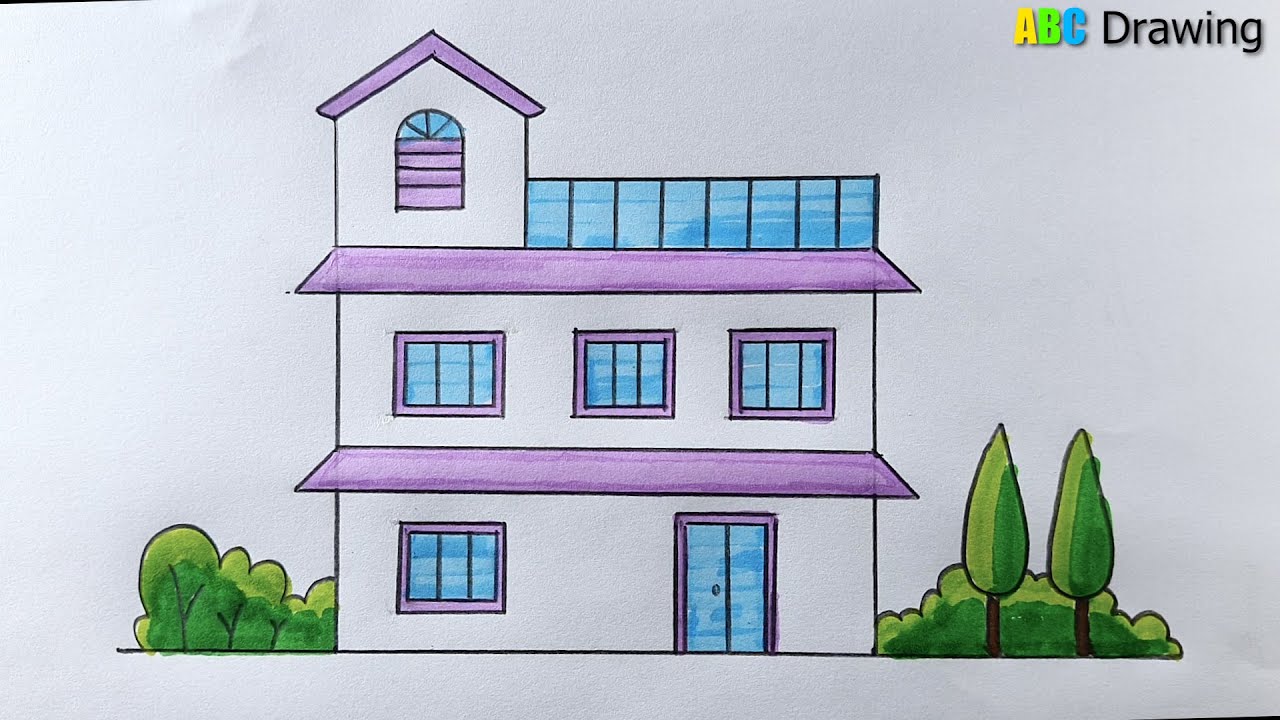 Simple House Drawing | Easy Step by Step for Beginners - YouTube