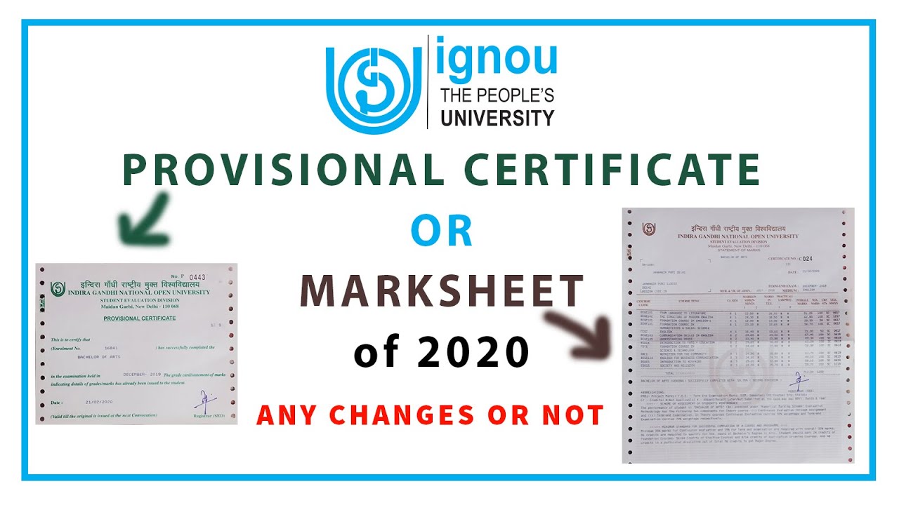 IGNOU PROVISIONAL DEGREE MARKSHEET 2020 IGNOU Marksheet ignou-provisional-degree-marksheet-2020-ignou-marksheet