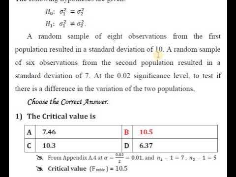 Chapter 5 Part 1 Analsis of Variance - YouTube